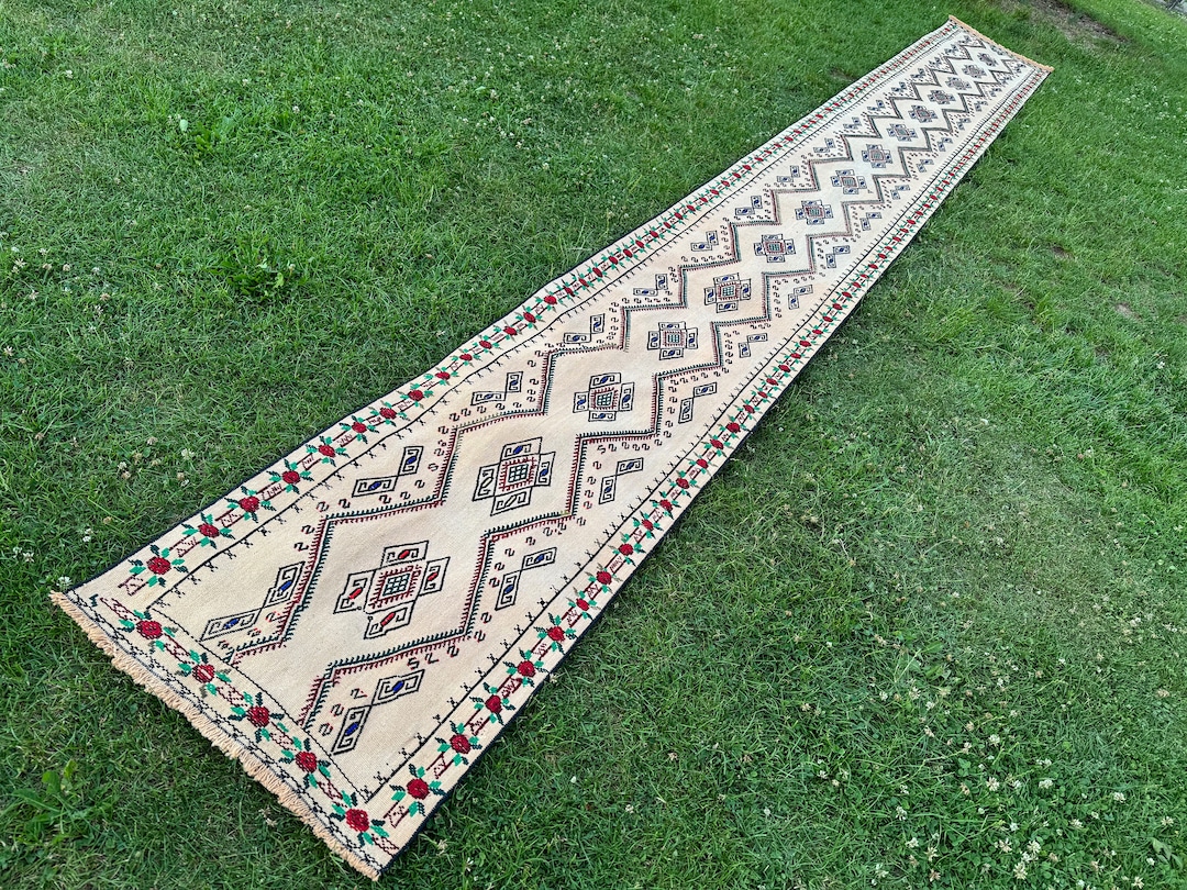 Woven Vintage Rug Runner, Hand Embroidery Long Kilim Rug Runner, Narrow ...