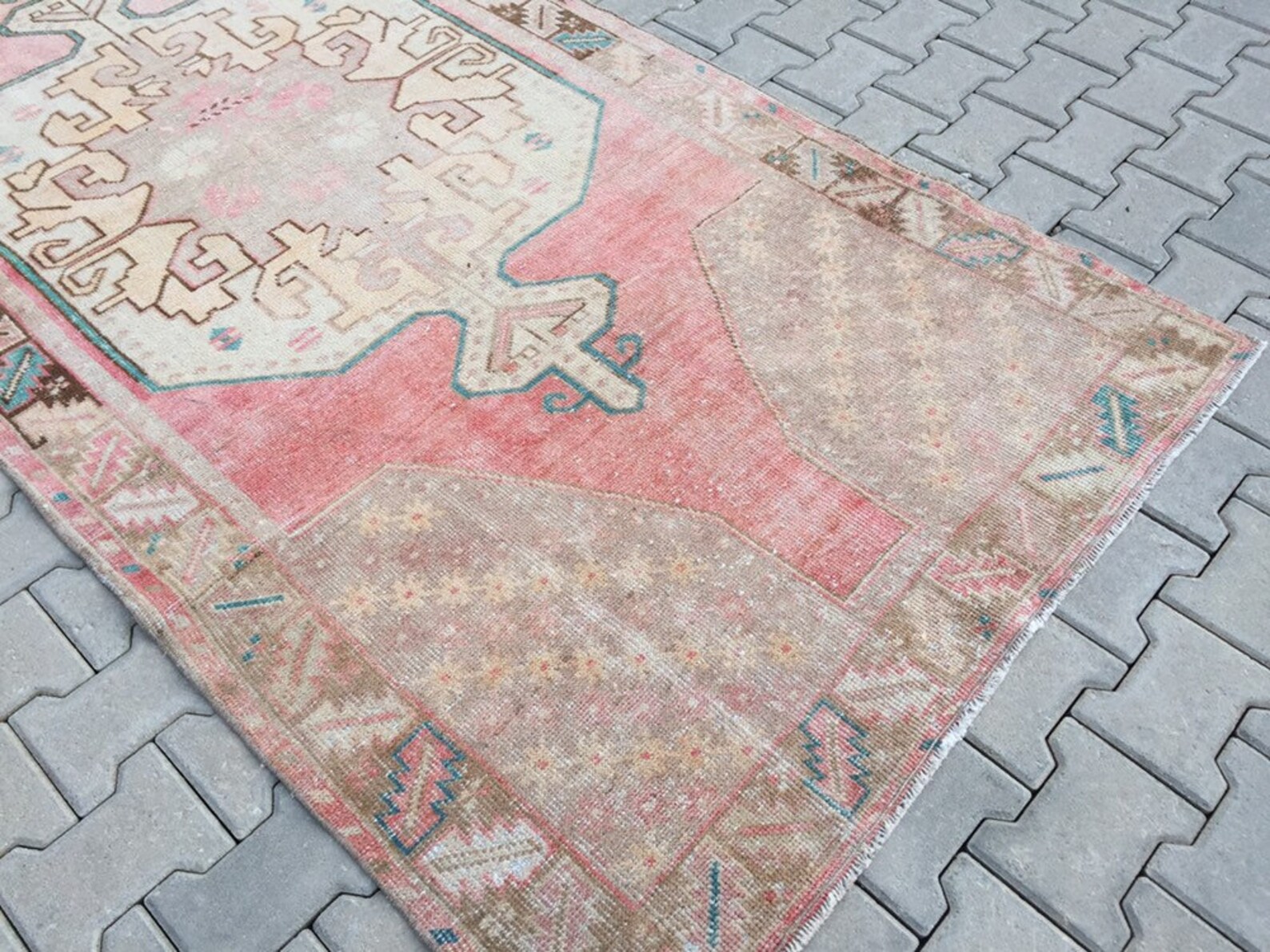 Pink Turkish Rug Vintage Area Rug Muted Pink Rug Oushak - Etsy