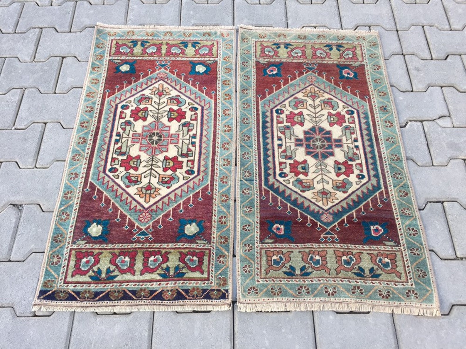 Pair Small Rugs Set of Two Rugs Table Runner Vintage Rugs - Etsy
