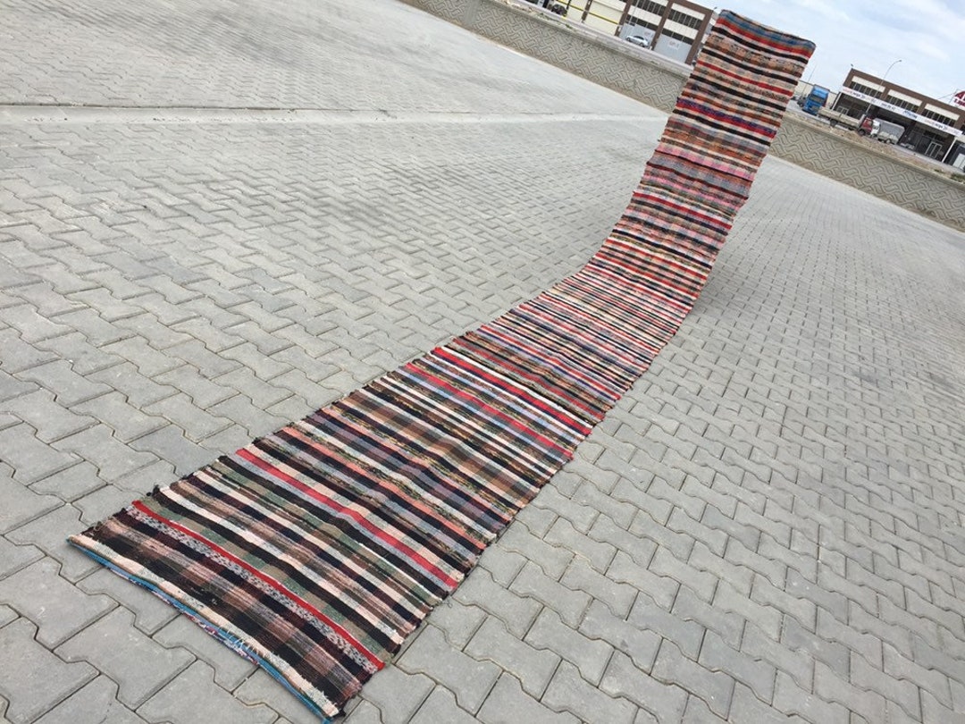 Cotton Long Rag Rug Runner, Vintage Rag Rug, Rag Rug Runner, 70 X 600 ...