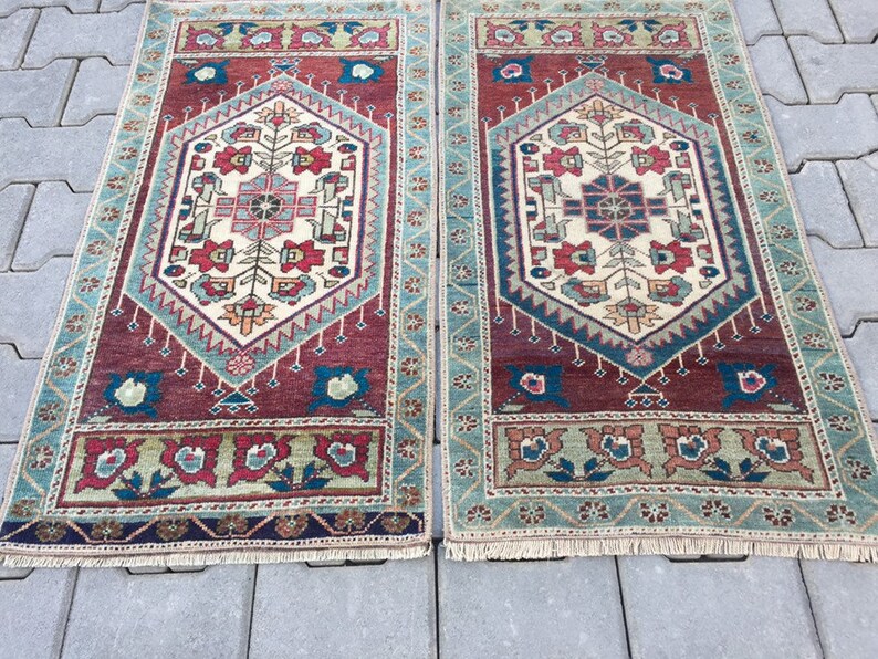 Pair Small Rugs Set of Two Rugs Table Runner Vintage Rugs - Etsy