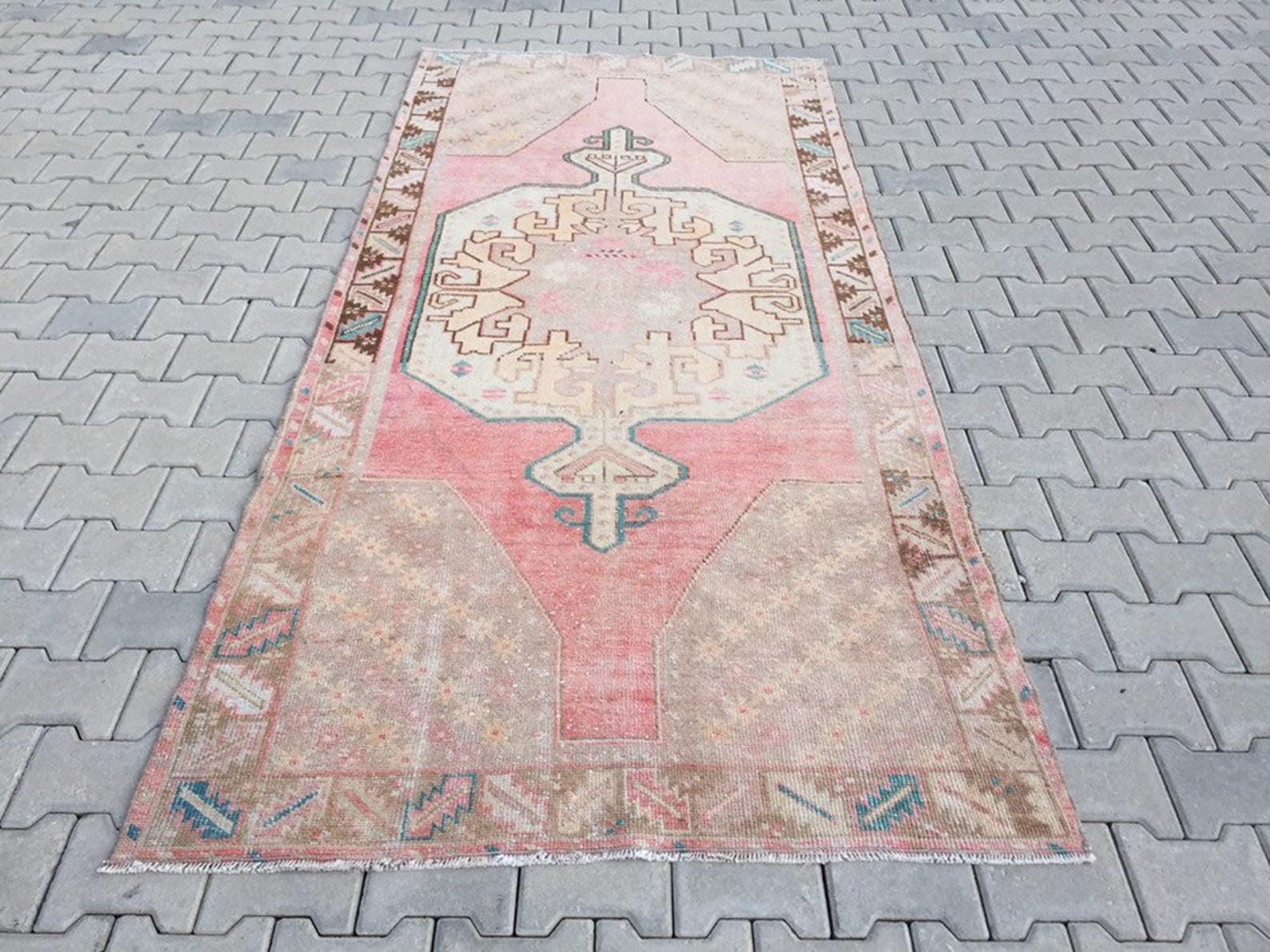 Pink Turkish Rug Vintage Area Rug Muted Pink Rug Oushak - Etsy