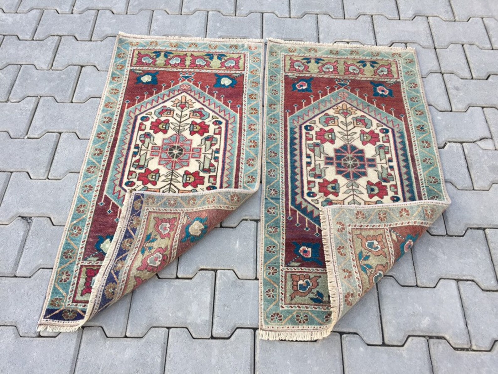 Pair Small Rugs Set of Two Rugs Table Runner Vintage Rugs - Etsy