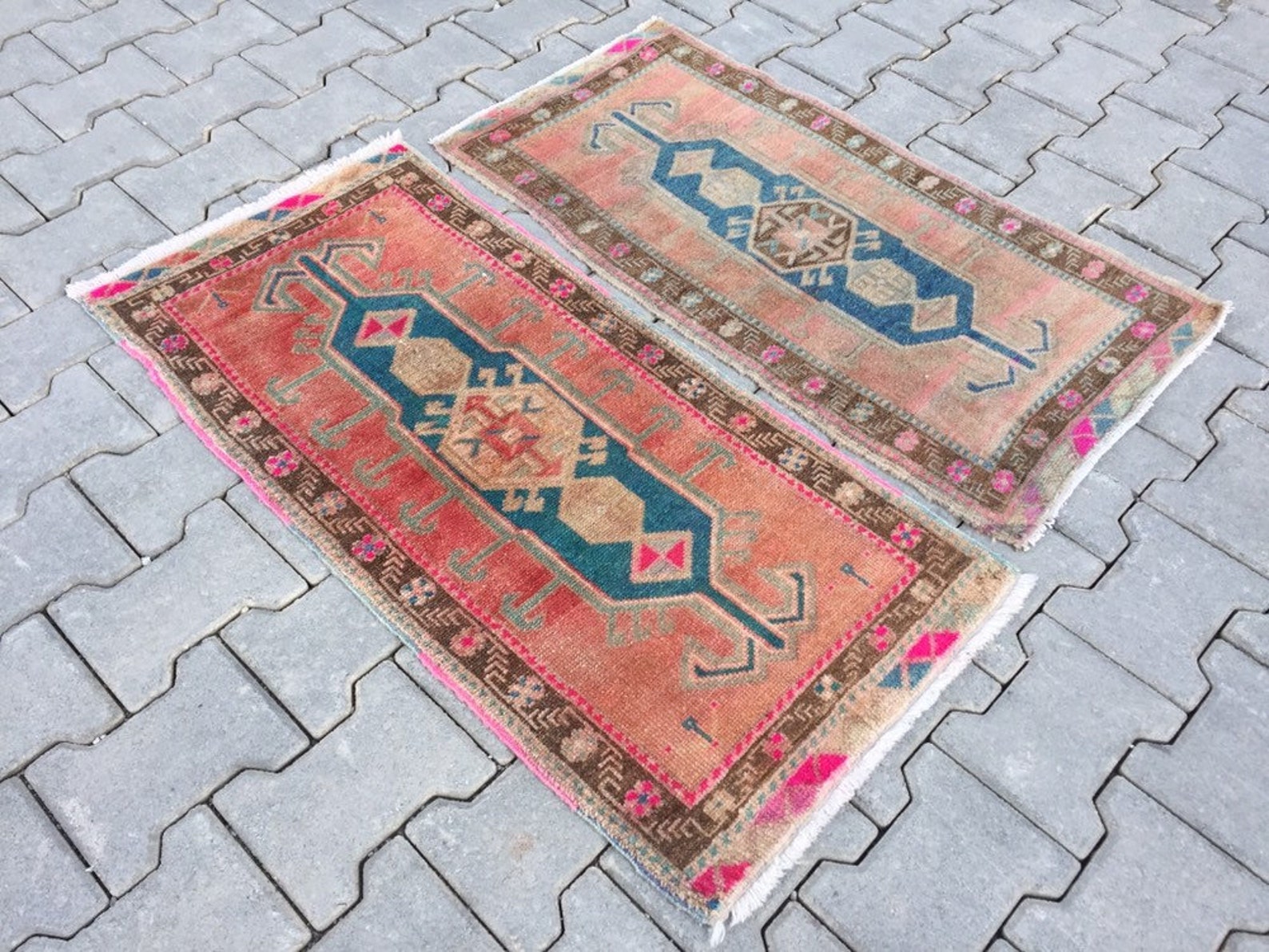 Pair Small Rugs Muted Pair Rugs Set of Two Rugs Small - Etsy