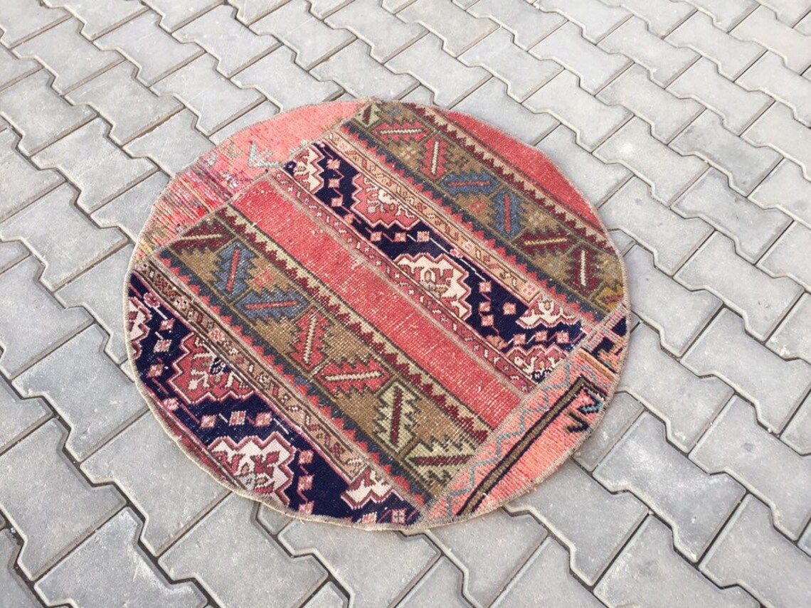 FREE Shipping Round Rug Circle Rug Patchwork Rug Bath | Etsy