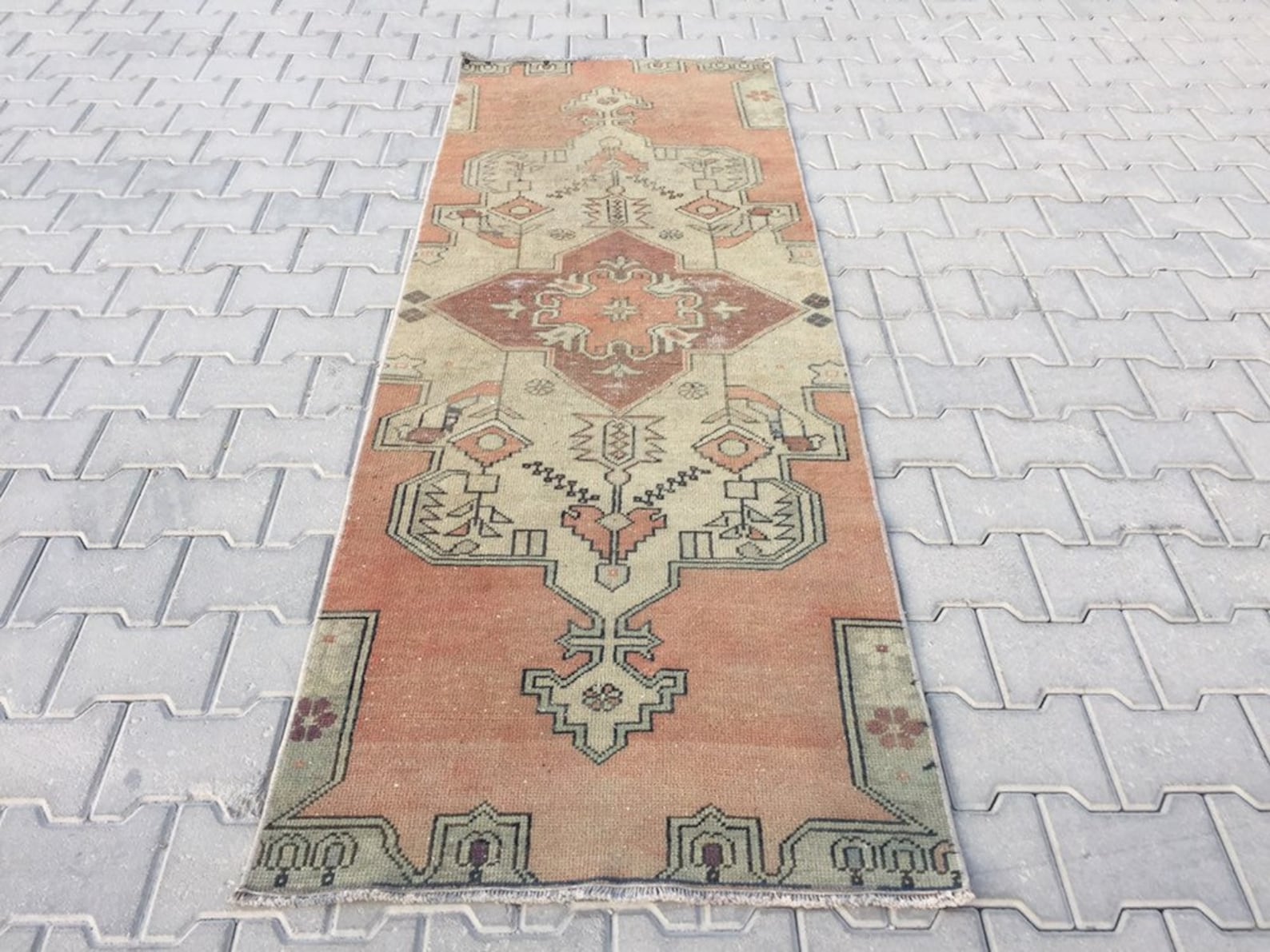 Carpet Rug Vintag Rug Muted Red Faded rug Pastel Carpet | Etsy