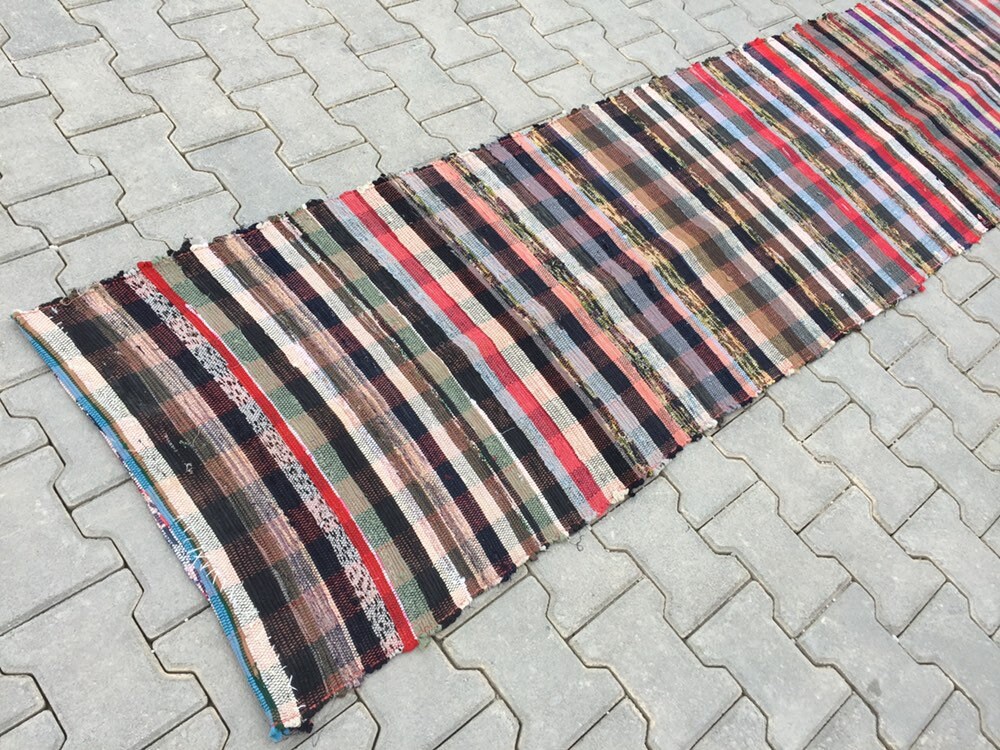 Cotton Long Rag Rug Runner Vintage Rag Rug Rag Rug Runner | Etsy