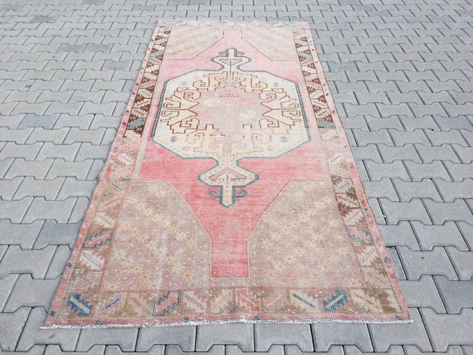 Pink Turkish Rug Vintage Area Rug Muted Pink Rug Oushak - Etsy