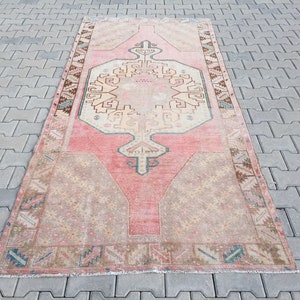 Pink Turkish Rug, Vintage Area Rug, Muted Pink Rug, Oushak Rug, Wool ...