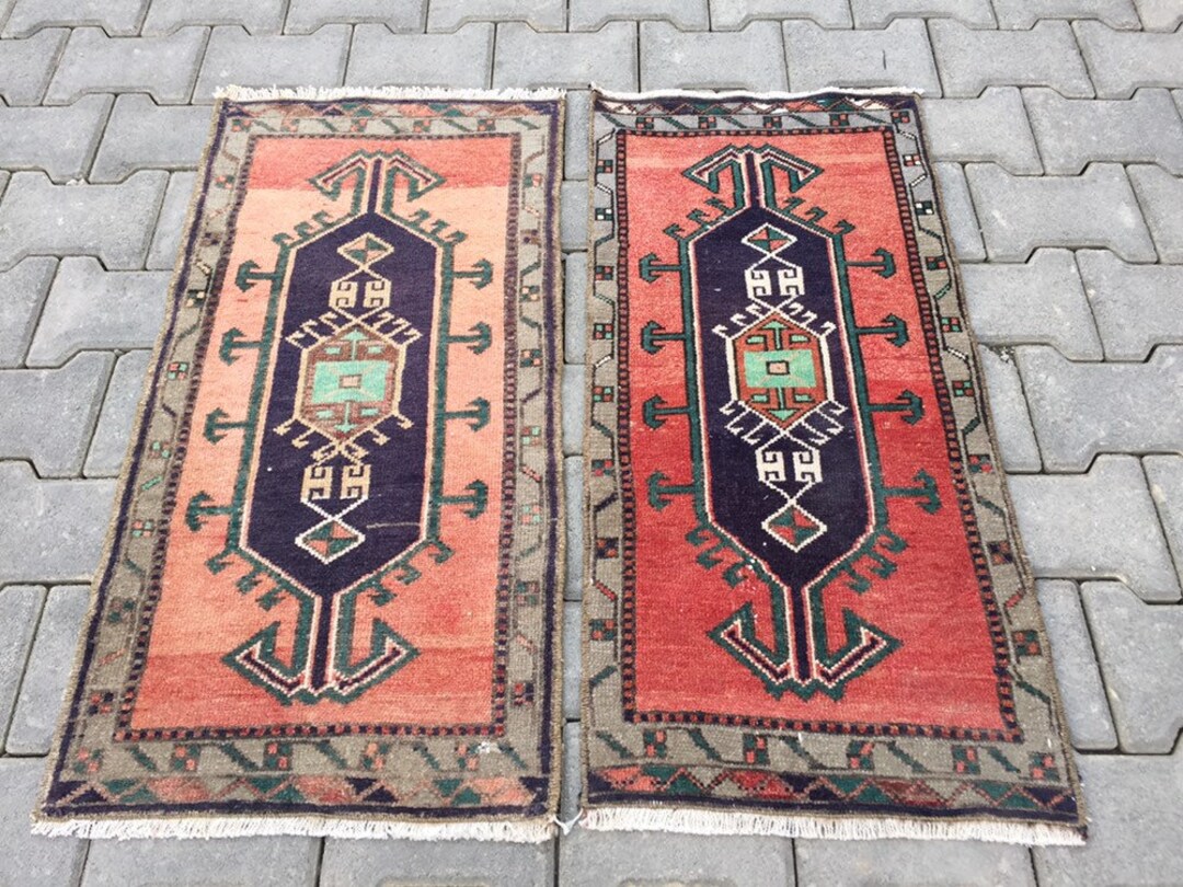 Beautiful Unique Pair Small Rug, Set of Two Carpet Rugs, 100% Organic ...