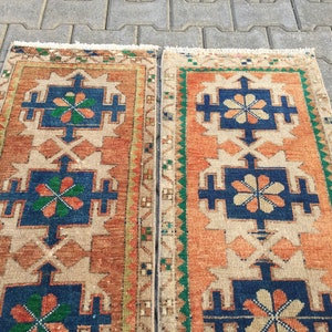 Pair Small Rugs, Set of Two Rugs, Table Runner, Vintage Rugs, Pair Rugs ...