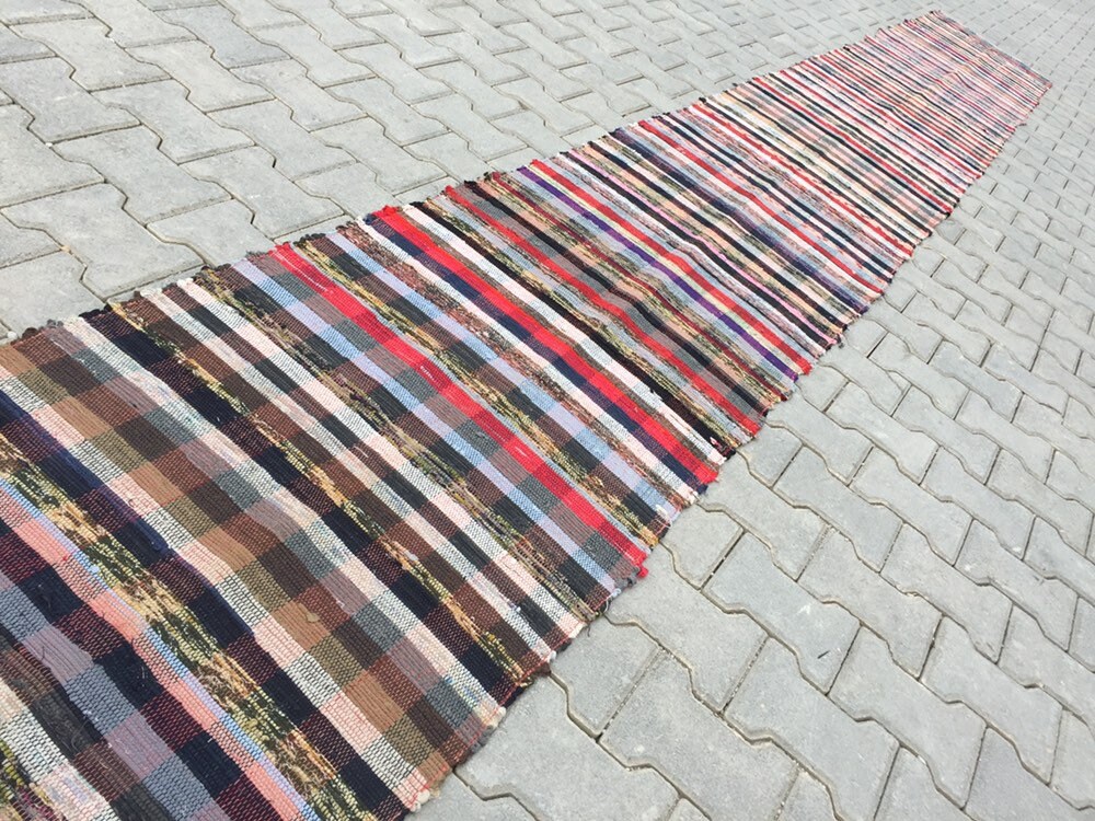 Cotton Long Rag Rug Runner Vintage Rag Rug Rag Rug Runner | Etsy