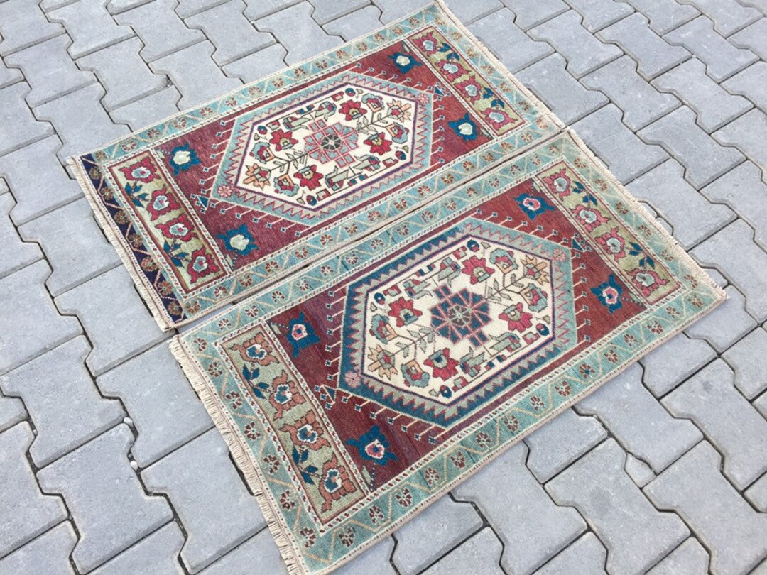 Pair Small Rugs Set of Two Rugs Table Runner Vintage Rugs - Etsy