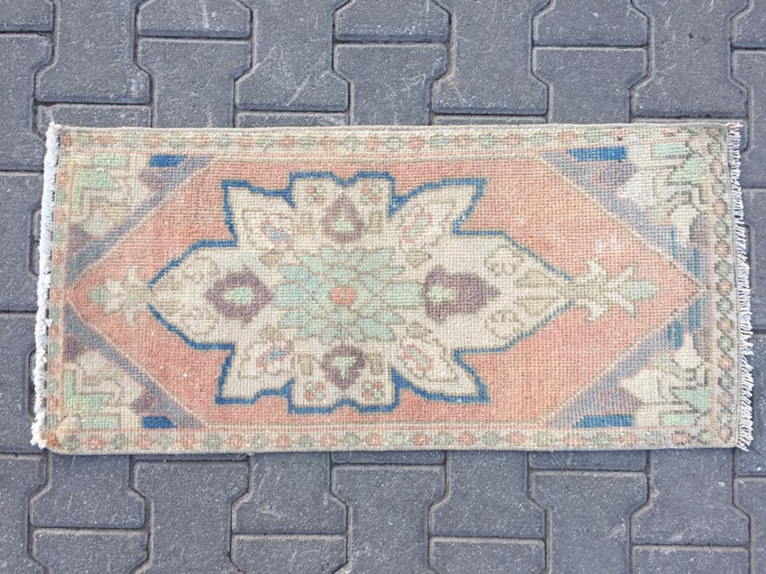 Muted Orange Color and Blue Color With Traditional Design Carpet Rug ...