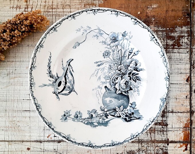 Low Cake Stand Luneville China Blue Transferware Ironstone Platter ...