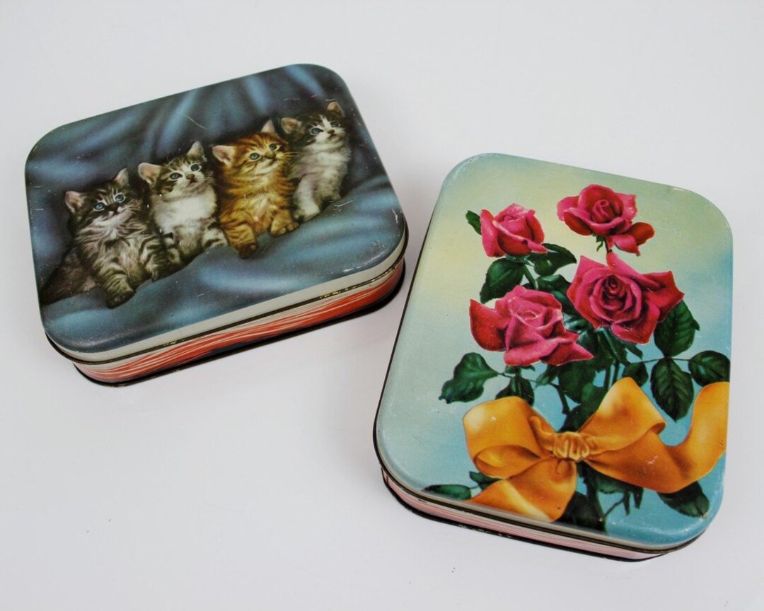 Floral Tin Box Vintage, Metal Tin Box With Lid, Tin Candy Box for ...