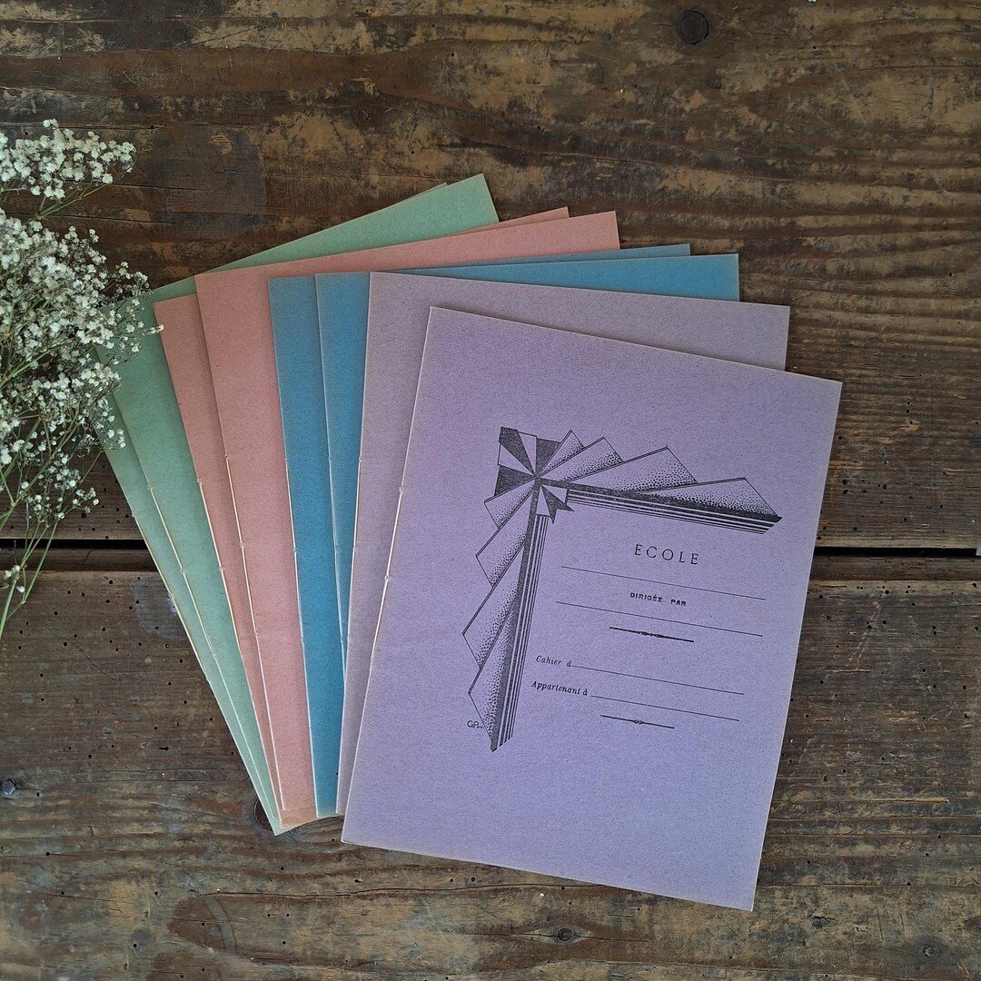 Set of 8 French Vintage School Notebook Unused Writing Book Set, 1940s ...
