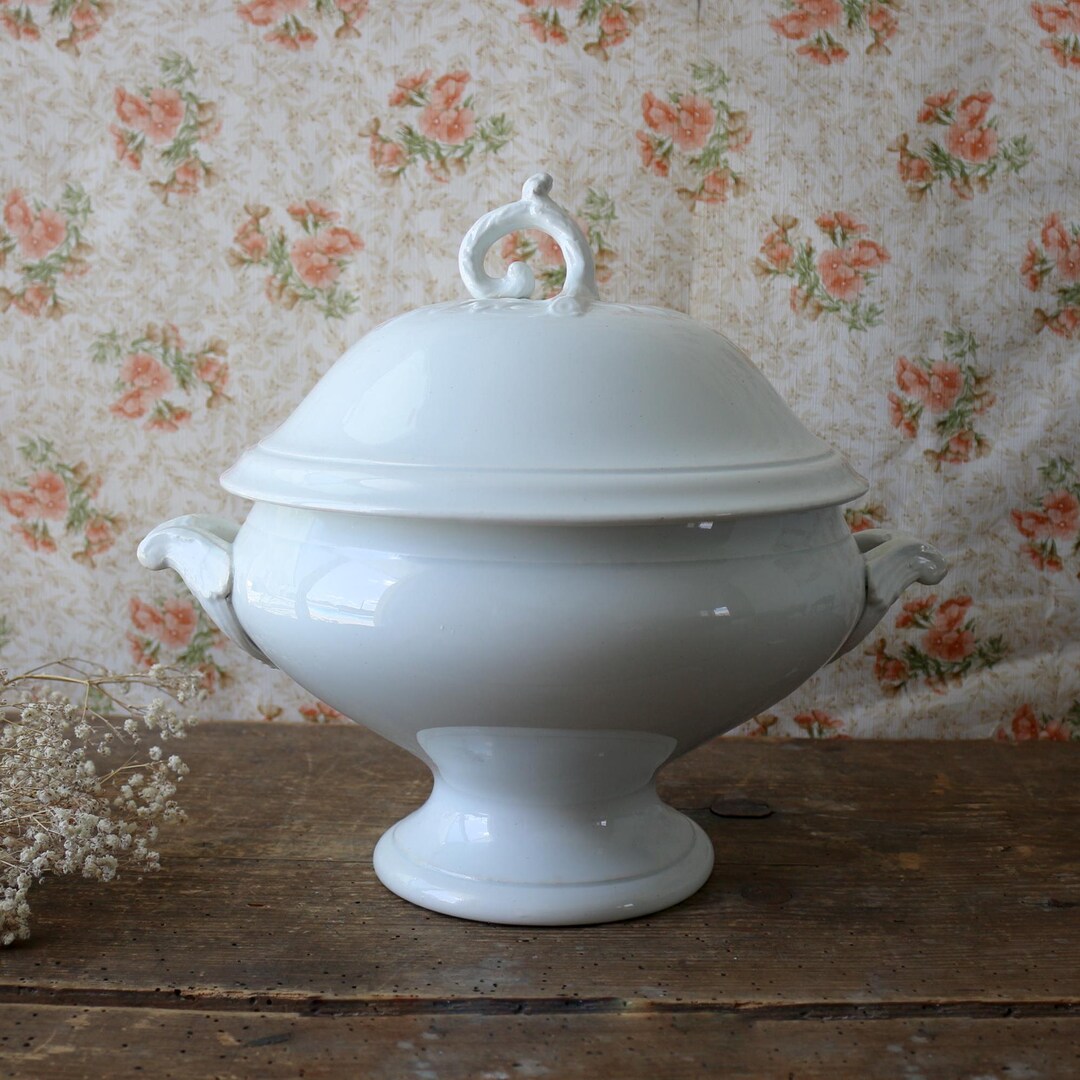 Large Antique White Ironstone Tureen St Amand Hamage, French Ironstone ...