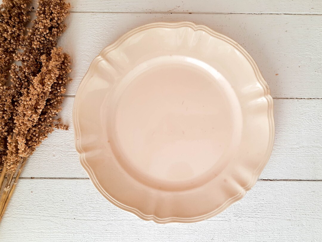 Large Creamware Platter From Sarreguemine Ivory Flat Ironstone Round ...