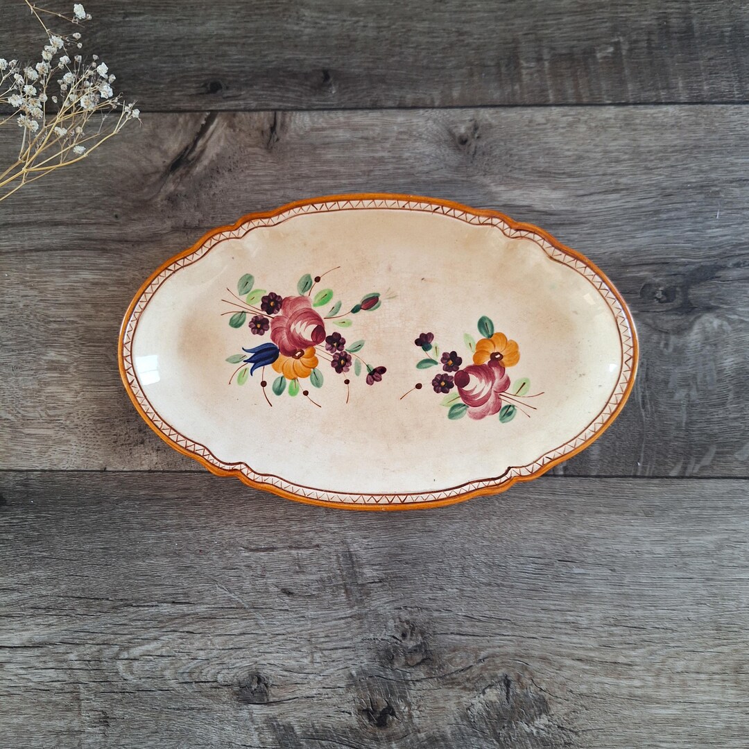 Oval Shaped Dish French Vintage Serving Dish Ceramic, Faience Serving ...