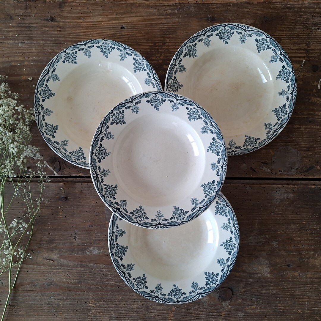 Set of 4 Antique French Ironstone Bowl Plate Choisy Le Roi Bordeaux ...