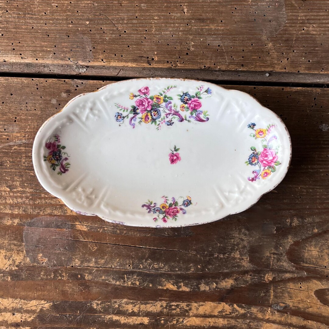 White Pink Floral Ironstone Serving Dish Limoges, French Porcelain ...
