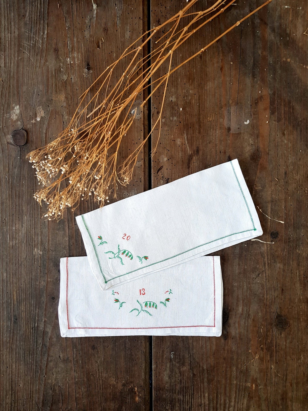 Handkerchief Holder Vintage With Numbers, French Lace Embroidered ...