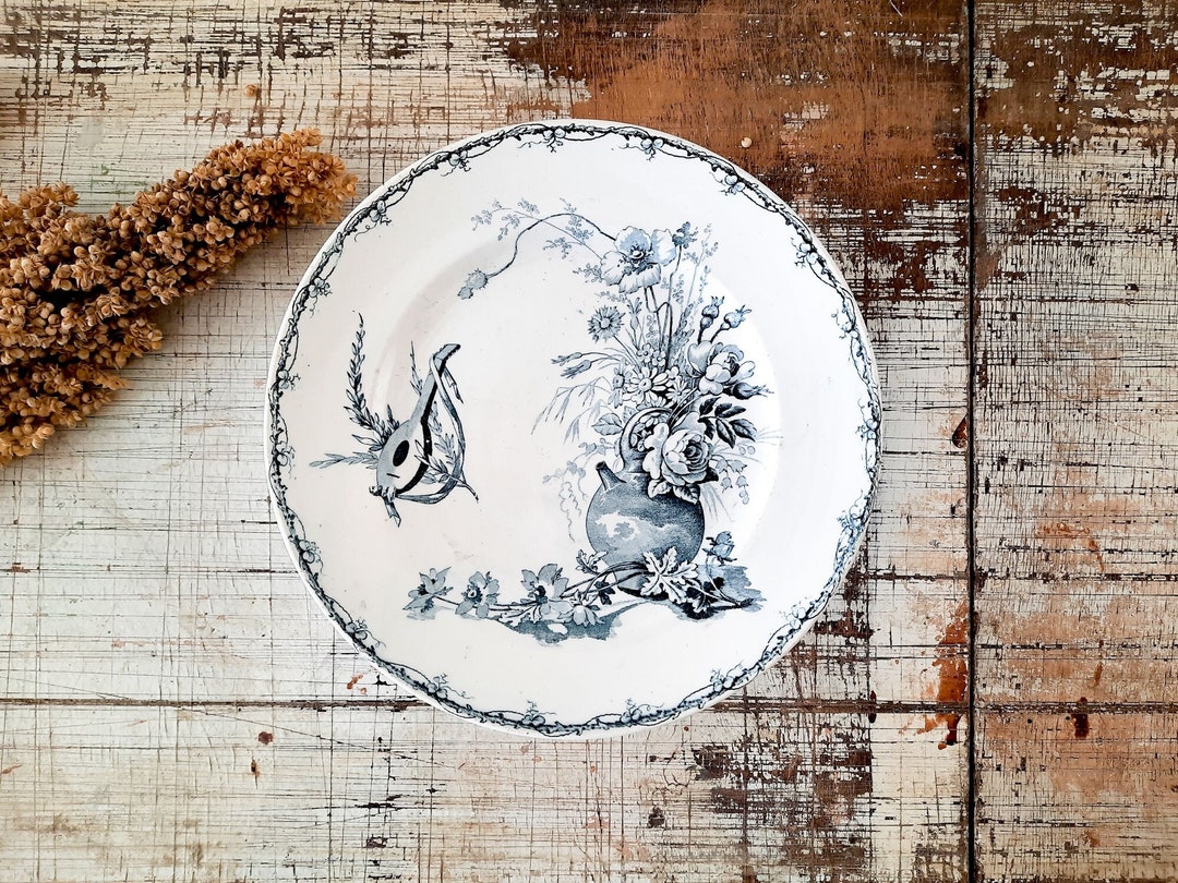 Low Cake Stand Luneville China Blue Transferware Ironstone Platter ...