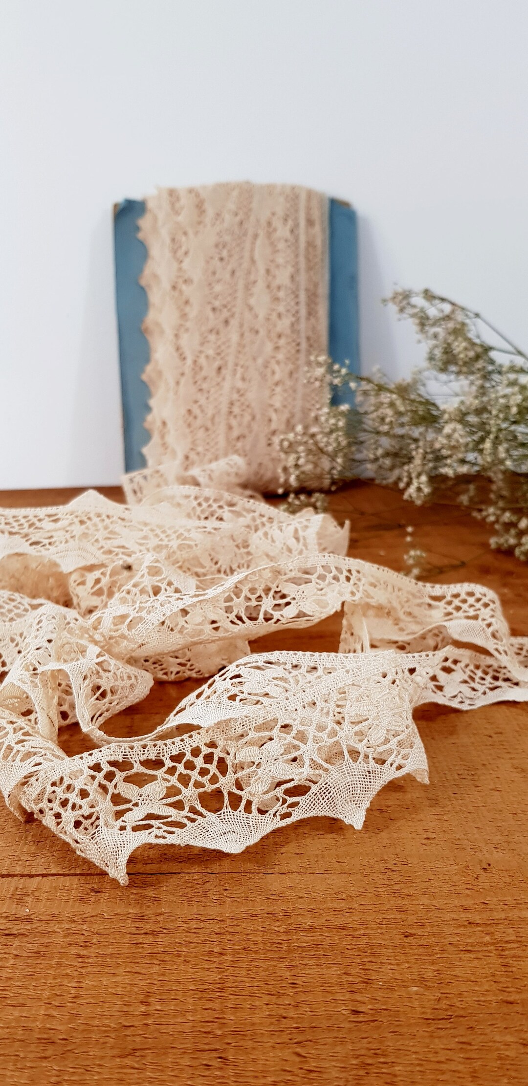 French Ivory Lace Ribbon Lace Trim by Meter New Old Stock Scalloped ...
