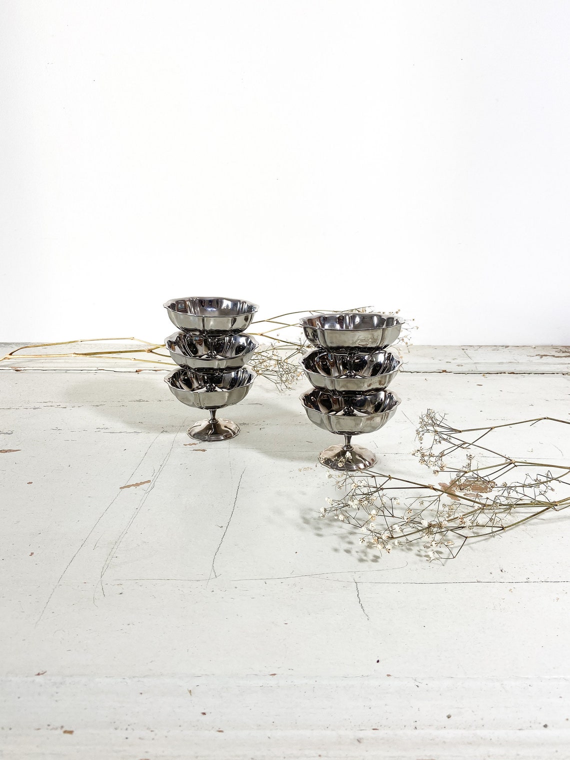 Set of 6 Inox Ice Cream Cups Vintage Stainless Steel Ice Cream - Etsy