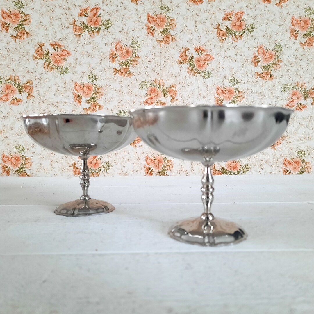 Large Inox Ice Cream Cups Vintage Ice Cream Bowl Set of 2, Stainless ...