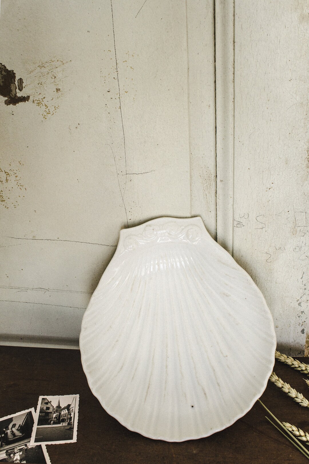 Large White Porcelain Shell Dish Vintage Ceramic Sea Shell Bowl Serving ...