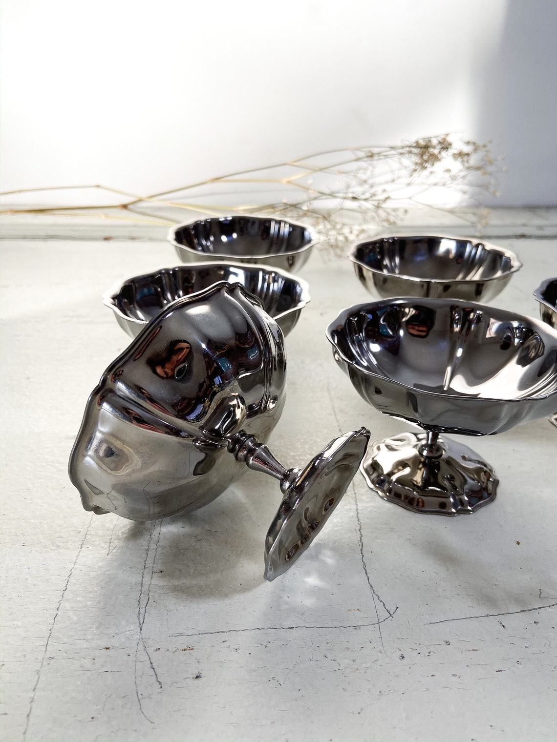 Set of 6 Inox Ice Cream Cups Vintage Stainless Steel Ice Cream - Etsy