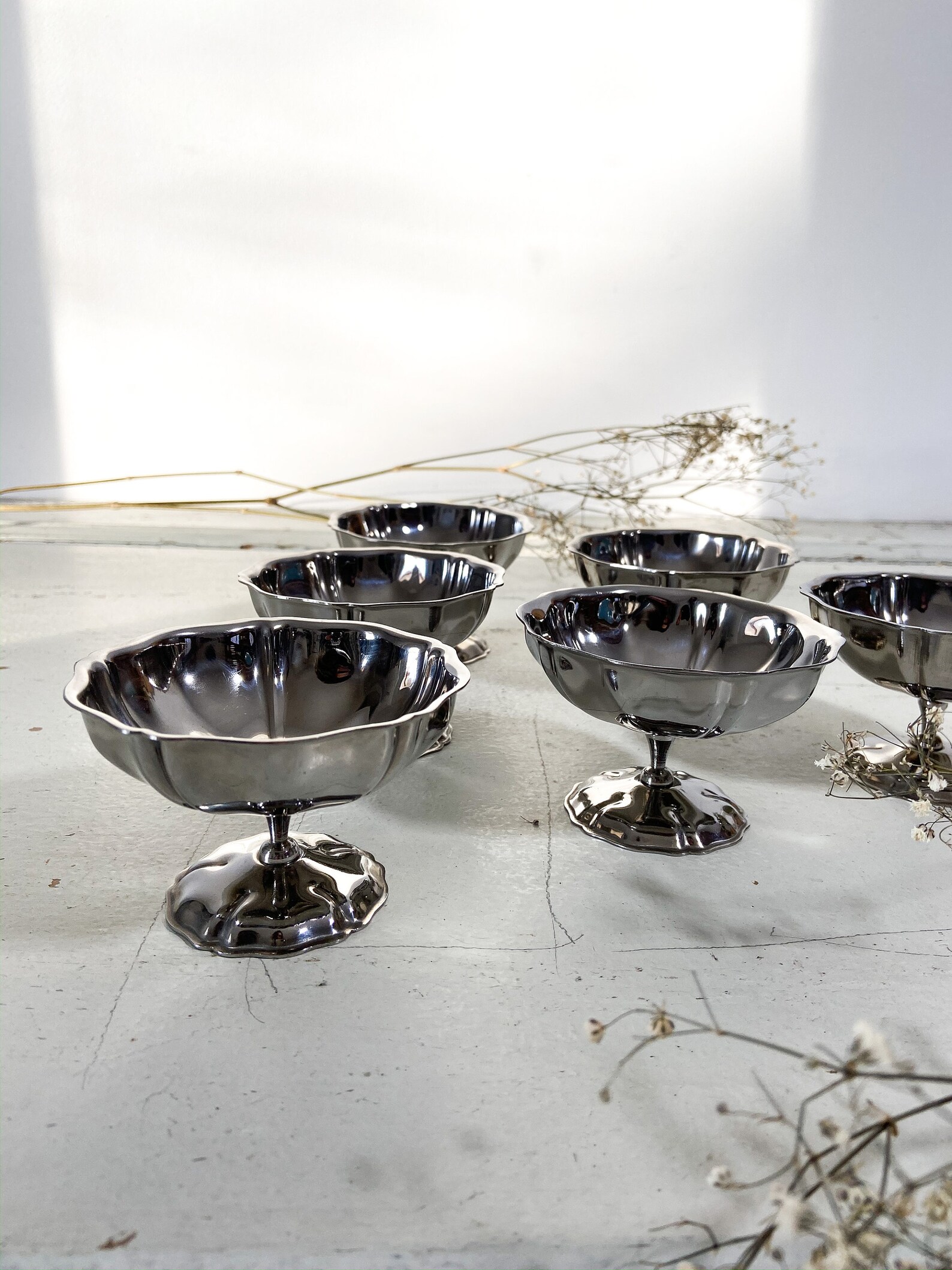 Set of 6 Inox Ice Cream Cups Vintage Stainless Steel Ice Cream - Etsy