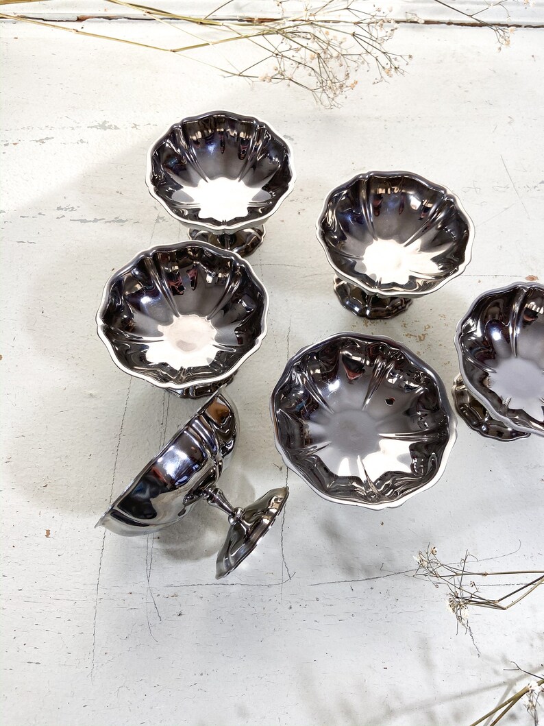 Set of 6 Inox Ice Cream Cups Vintage Stainless Steel Ice Cream - Etsy
