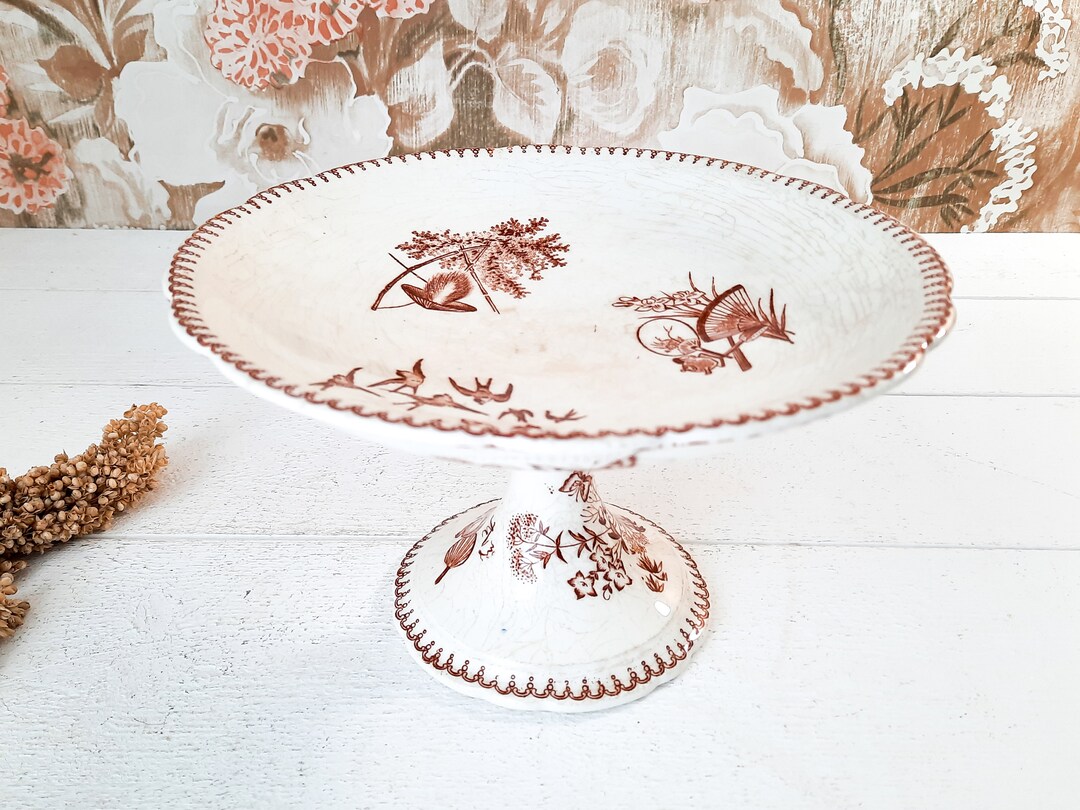 French Ironstone Compote Dish From LONGWY Japonais Sepia Transferware ...