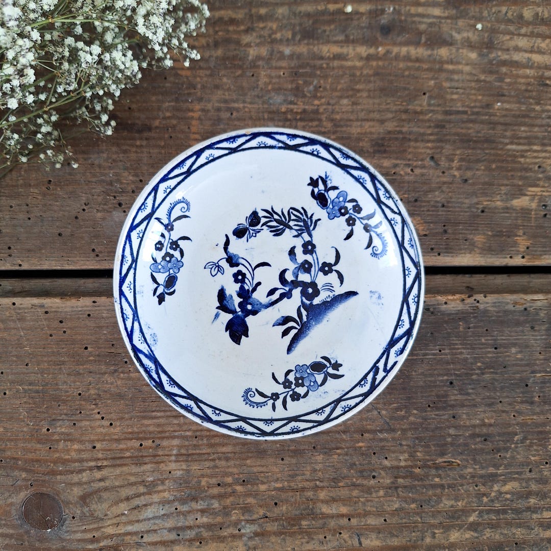 French Blue Ironstone Creil Et Montereau Small Bowl Plate Blue ...
