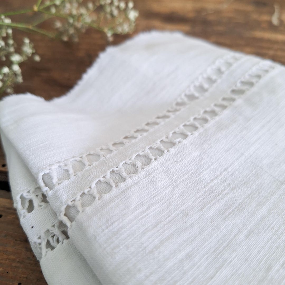Antique French Ladder Lace Trim , White Cotton Bed Sheet Border ...