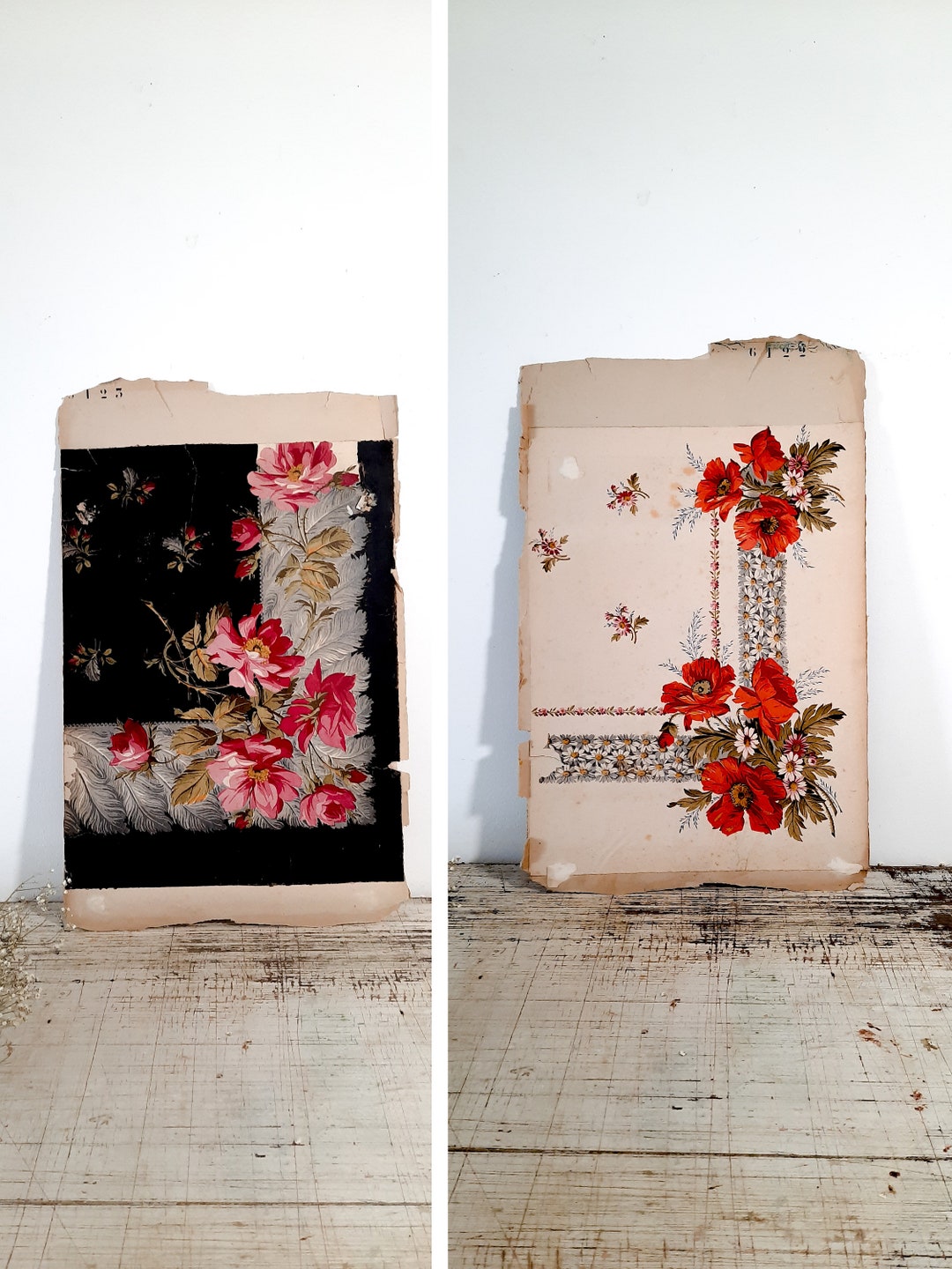 Antique French Textile Design Drawing Sample, LYON, French Textile ...