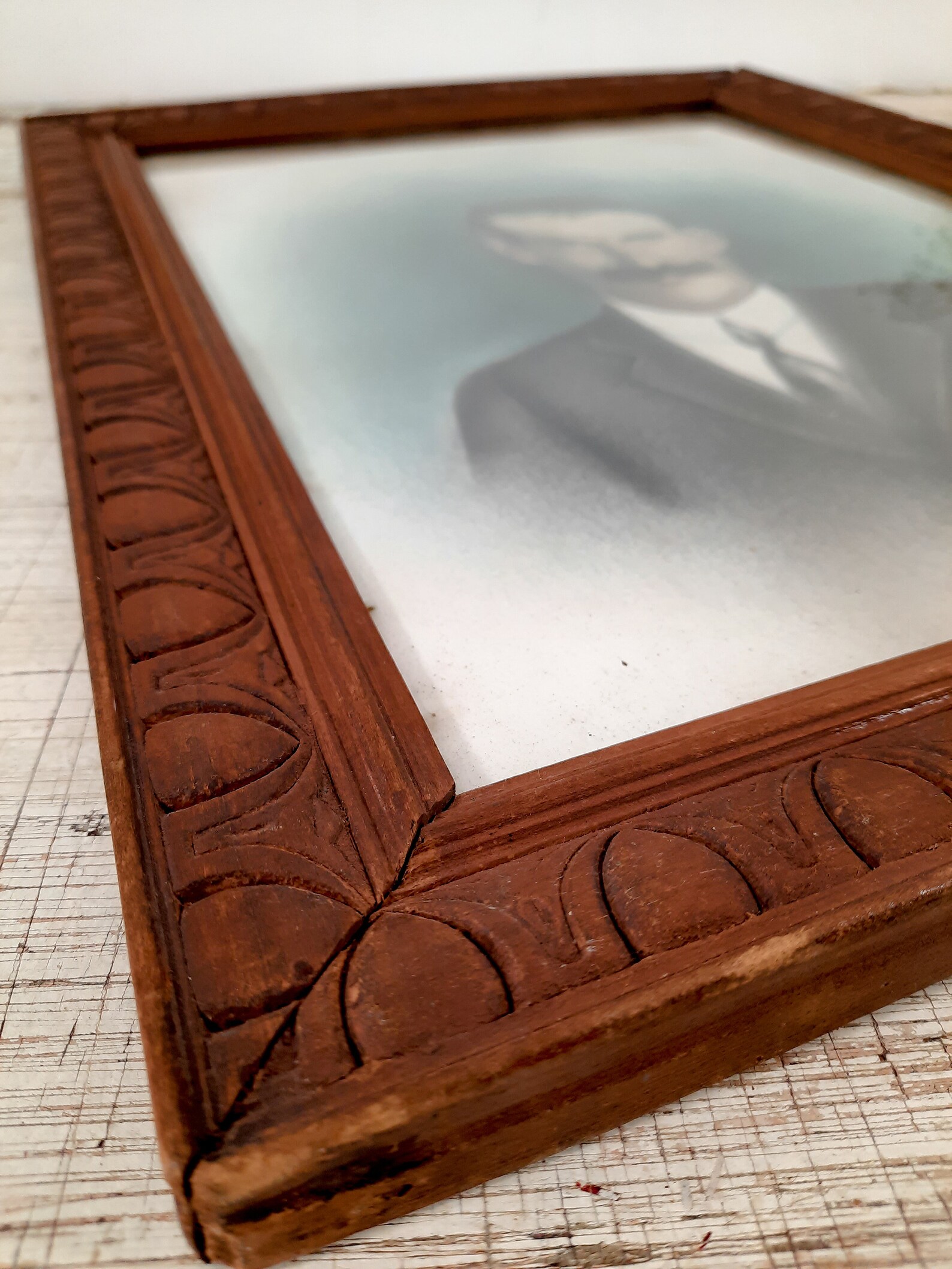 Vintage Large Mustache Man Portrait Framed Wooden Man - Etsy