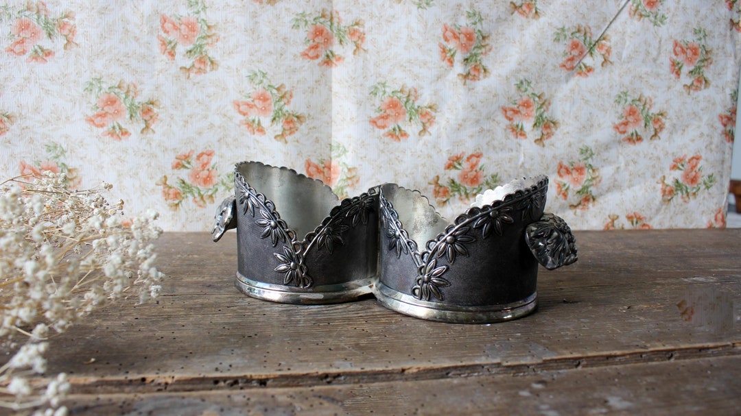 SILEA Silver Plated Double Wine Bottle Coaster Vintage, Grapevine Wine ...