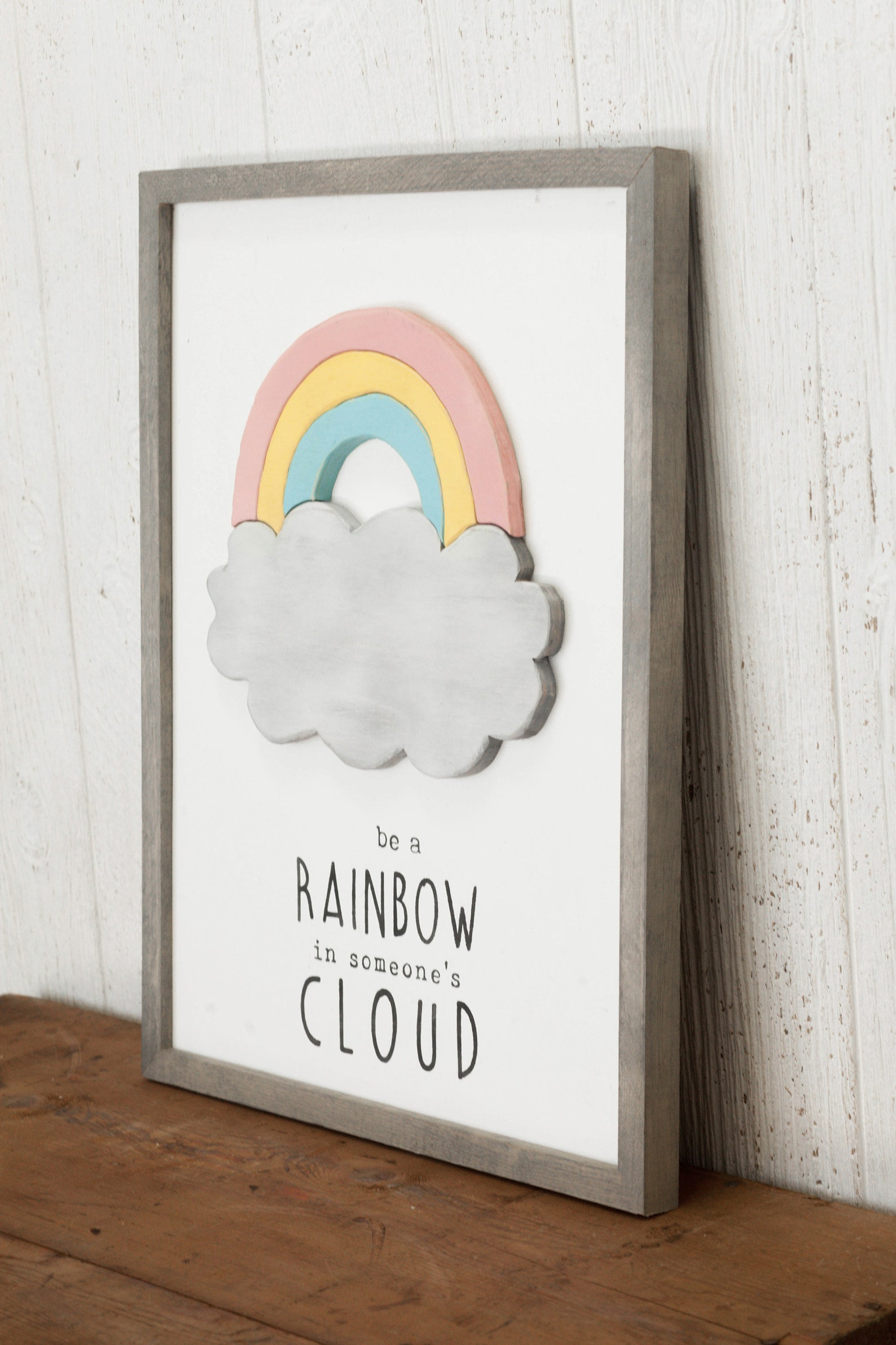 Rainbow & Cloud Wall Art Inspirational Wooden Sign Handmade | Etsy