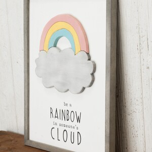 Rainbow & Cloud Wall Art Inspirational Wooden Sign Handmade | Etsy