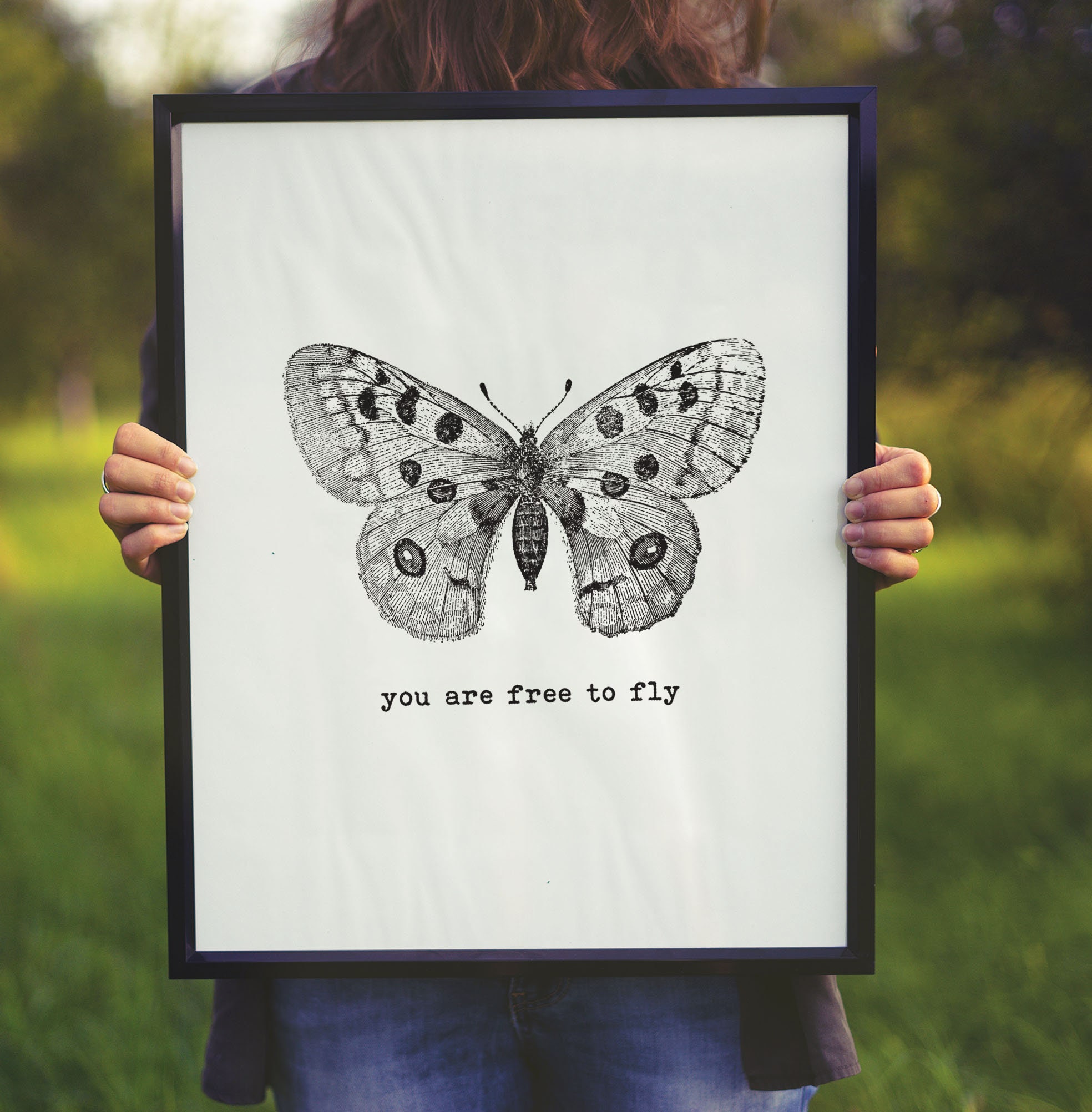 You Are Free to Fly Butterfly Typography Art Print - Etsy