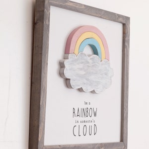 Rainbow & Cloud Wall Art Inspirational Wooden Sign Handmade | Etsy
