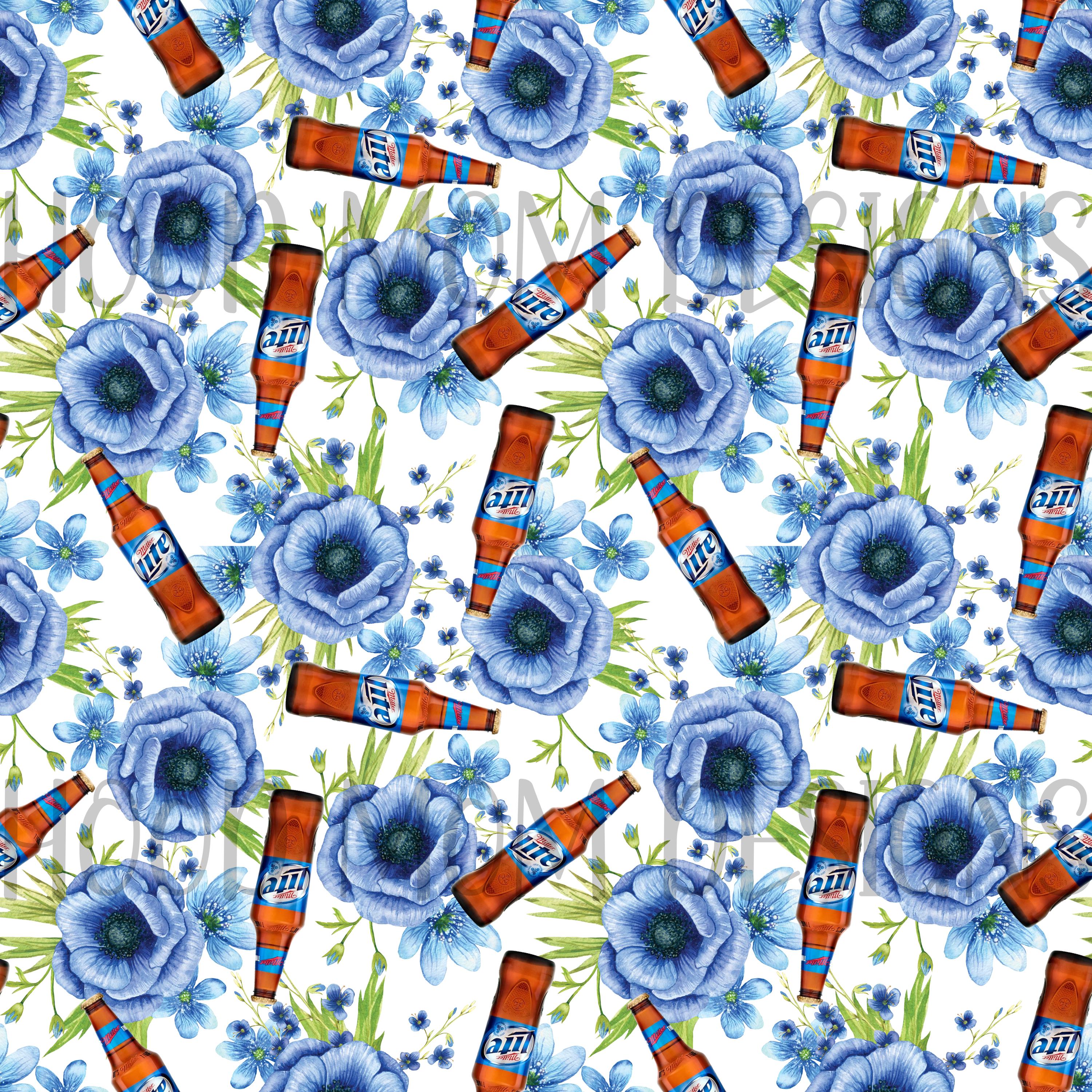 Miller Lite Bottle Floral, Flowers, Beer Seamless Pattern - Etsy