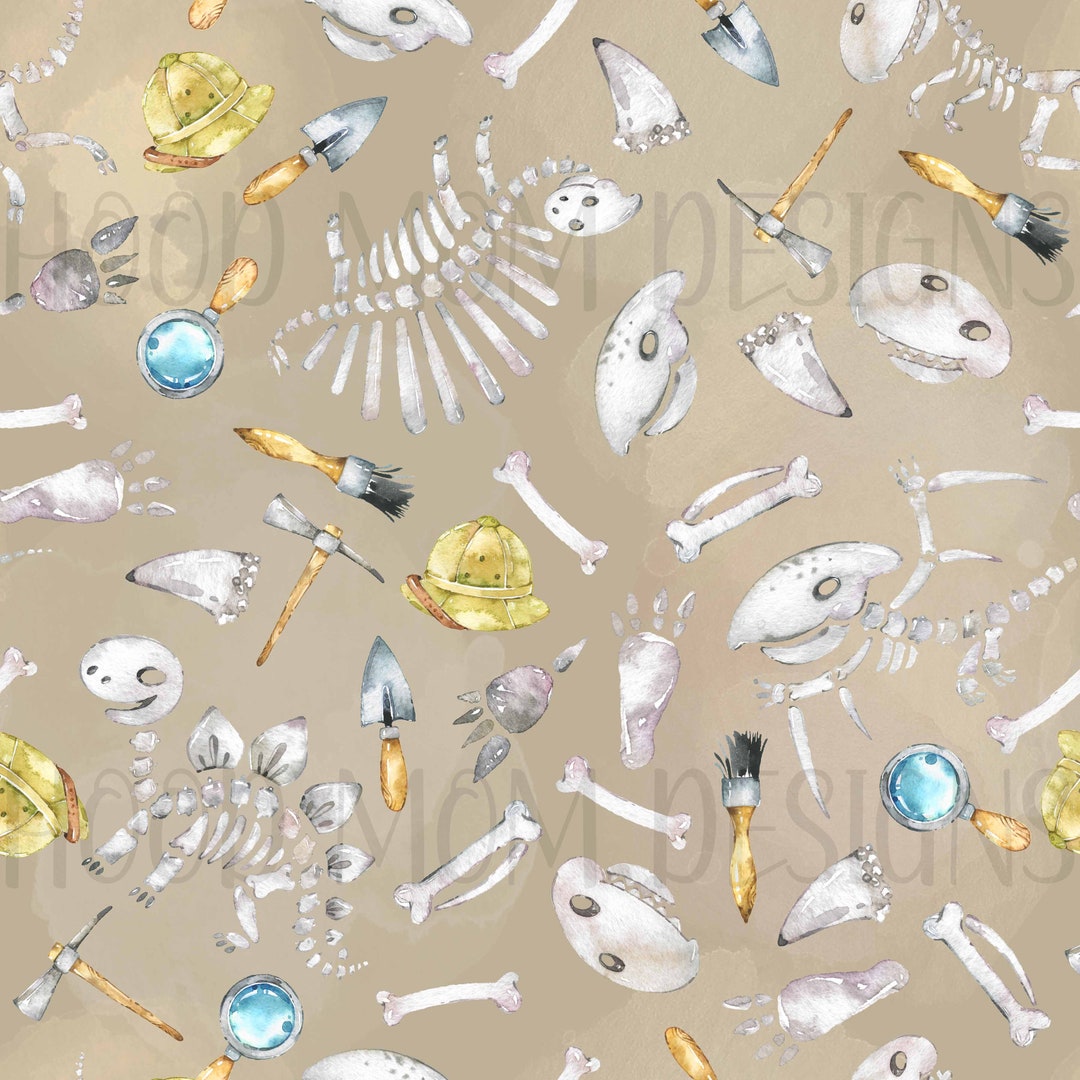 Dinosaur Bones, Dino Dig Seamless Pattern - Etsy
