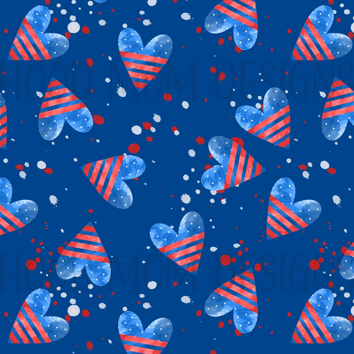 Patriotic Hearts Dots, Red White Blue, 4th of July Seamless Pattern - Etsy