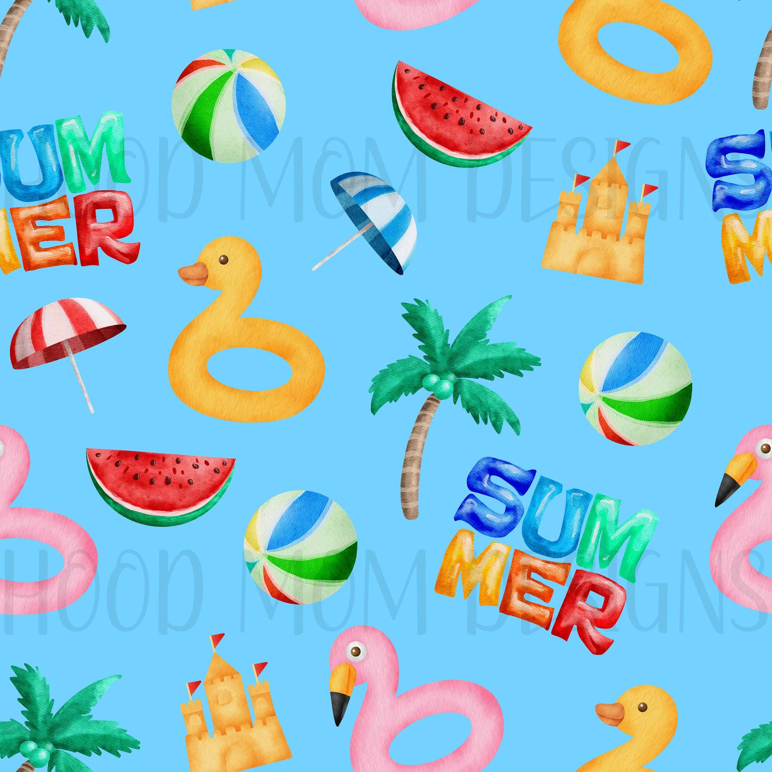 Summer Beach Fun Seamless Pattern - Etsy