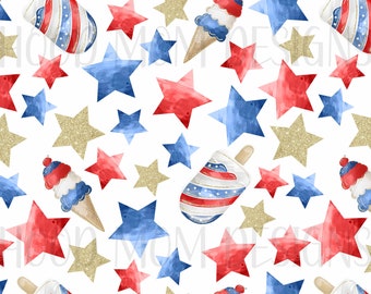 Patriotic Hearts Dots, Red White Blue, 4th of July Seamless Pattern - Etsy